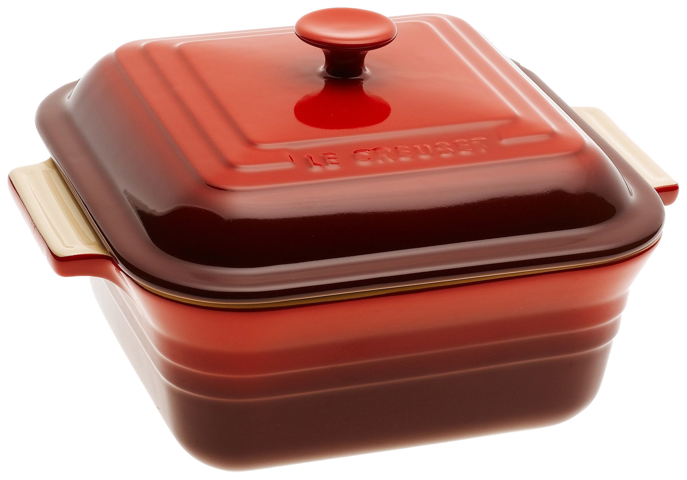 Le Creuset Stoneware 3-Quart Square Casserole with Lid, Cherry