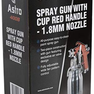 Astro Pneumatic Tool 4008 Spray Gun with Cup - Red Handle 1.8mm Nozzle