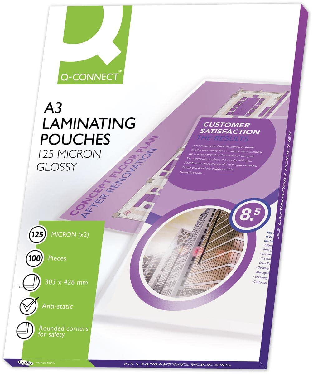 Q-Connect KF04124 Laminating Pouch A3 125-Micron (Pack of 100)