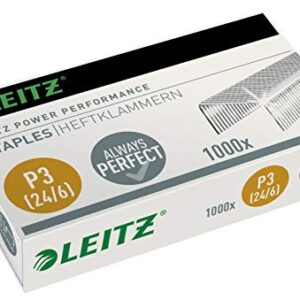 Leitz 55700000 P3 Power Performance 24/6 Staples, Strong Steel, Length 6 mm, 1000 Staples, Staples Up to 30 Sheet Capacity