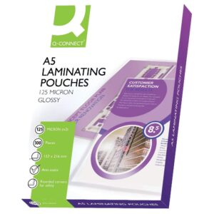 q-connect laminating pouch a5 125micron pack of 100 kf04108