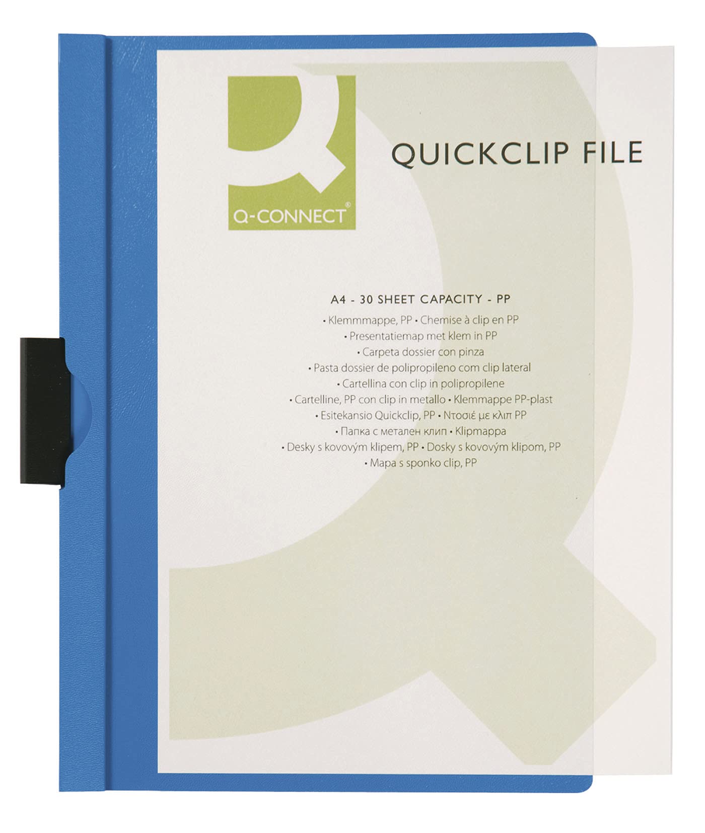 Q-Connect KF00462 Assorted Folders Clip File A4 Transparent Blue