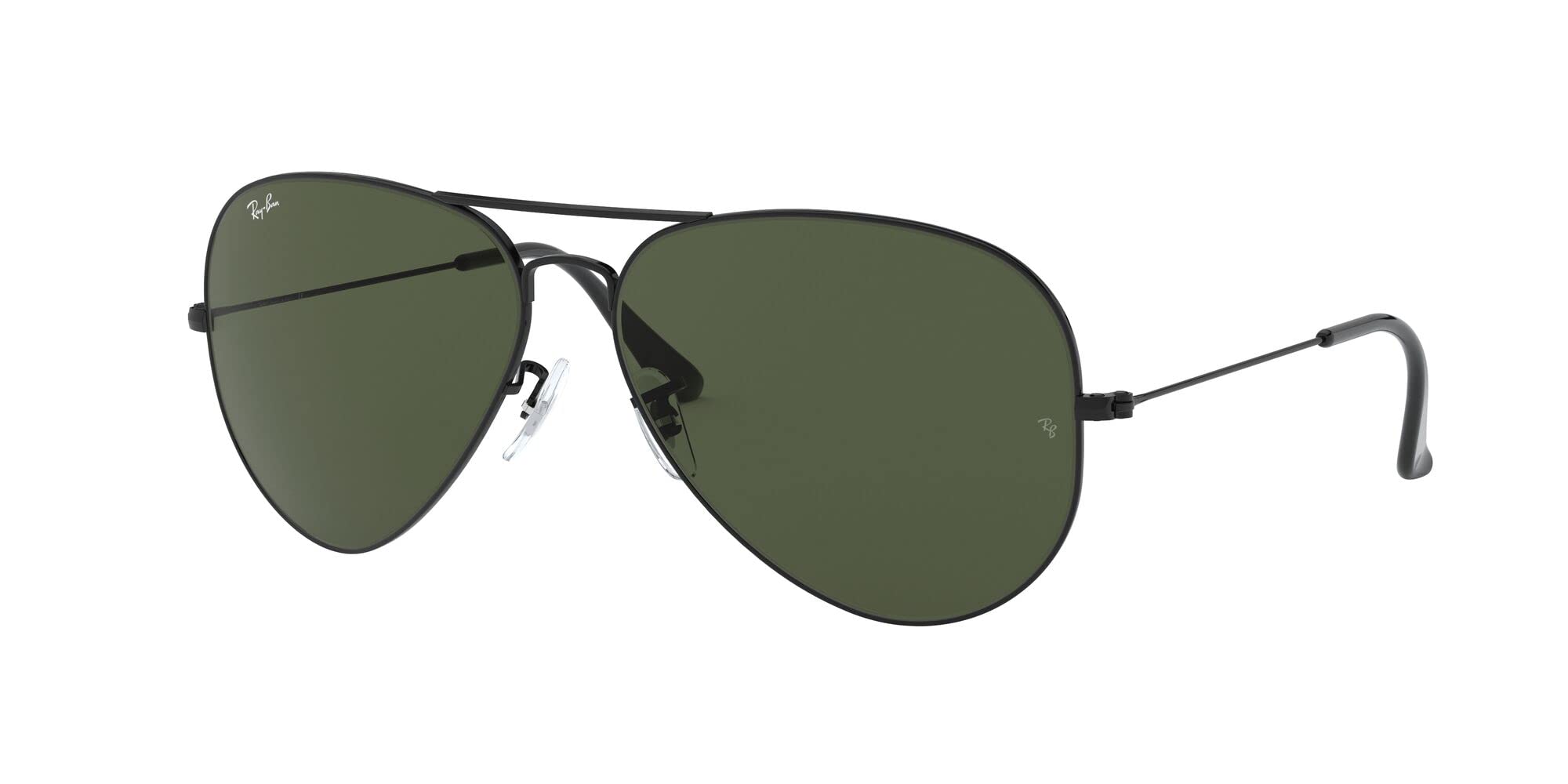 Ray-Ban RB3026 Aviator Large Metal II Sunglasses, Black/G-15 Green, 62 mm