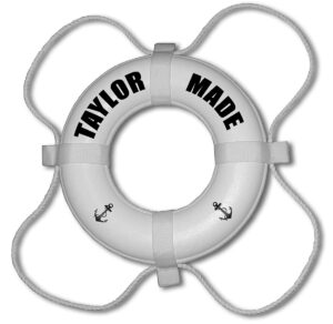 taylor made products life ring lettering kit for buoys, contains four of each 2" black letters a-z, numbers 0-9, various symbols, waterproof, fade resistant, application template included - 2020108366