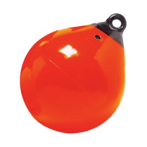 taylor made products tuff end buoy, orange (18") – flexible, strong, marine-grade vinyl buoy for 25-40 foot boats – easy-to-use, trivalve™ inflates with standard ball pump – 2020108090