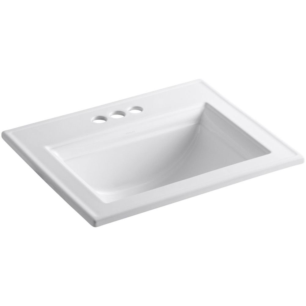 KOHLER K-2337-4-0 Memoirs Self-Rimming Bathroom Sink Sink with Stately Design, White - 22-3/4" x 18"