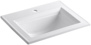 kohler k-2337-1-0 memoirs stately drop-in bathroom sink with stately design, white