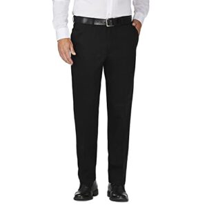 haggar mens work to weekend hidden expandable waist no iron flat front dress-pants, black, 34w x 29l us