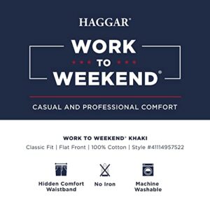 Haggar Mens Work To Weekend Hidden Expandable Waist No Iron Flat Front Dress-pants, Black, 34W X 29L US