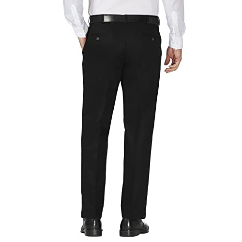 Haggar Mens Work To Weekend Hidden Expandable Waist No Iron Flat Front Dress-pants, Black, 34W X 29L US