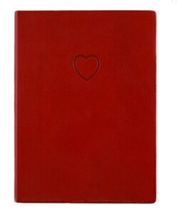 world traveler eccolo red embossed heart writing journal notebook, 256 lined pages, flexible faux leather cover, 5-x-7-inch