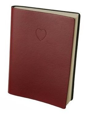 WORLD TRAVELER Eccolo Red Embossed Heart Writing Journal Notebook, 256 Lined Pages, Flexible Faux Leather Cover, 5-x-7-inch