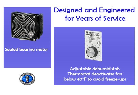 Tjernlund V2D UnderAire Crawlspace Ventilator Fan Moisture Mold Reducing,220 CFM,silver