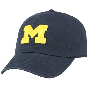 top of the world michigan wolverines men's relaxed fit adjustable hat team color primary icon, adjustable