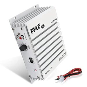 pyle hydra marine amplifier - upgraded elite series 240 watt 4 channel audio amplifier - waterproof, 4-8 ohm impendance, gain level controls, rca stereo input & led indicator (plmra120)