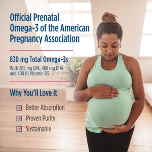 Nordic Naturals Pro Prenatal DHA, Unflavored - 830 mg Omega-3 + 400 IU Vitamin D3-90 Soft Gels - Supports Brain Development in Babies During Pregnancy & Lactation - Non-GMO - 45 Servings