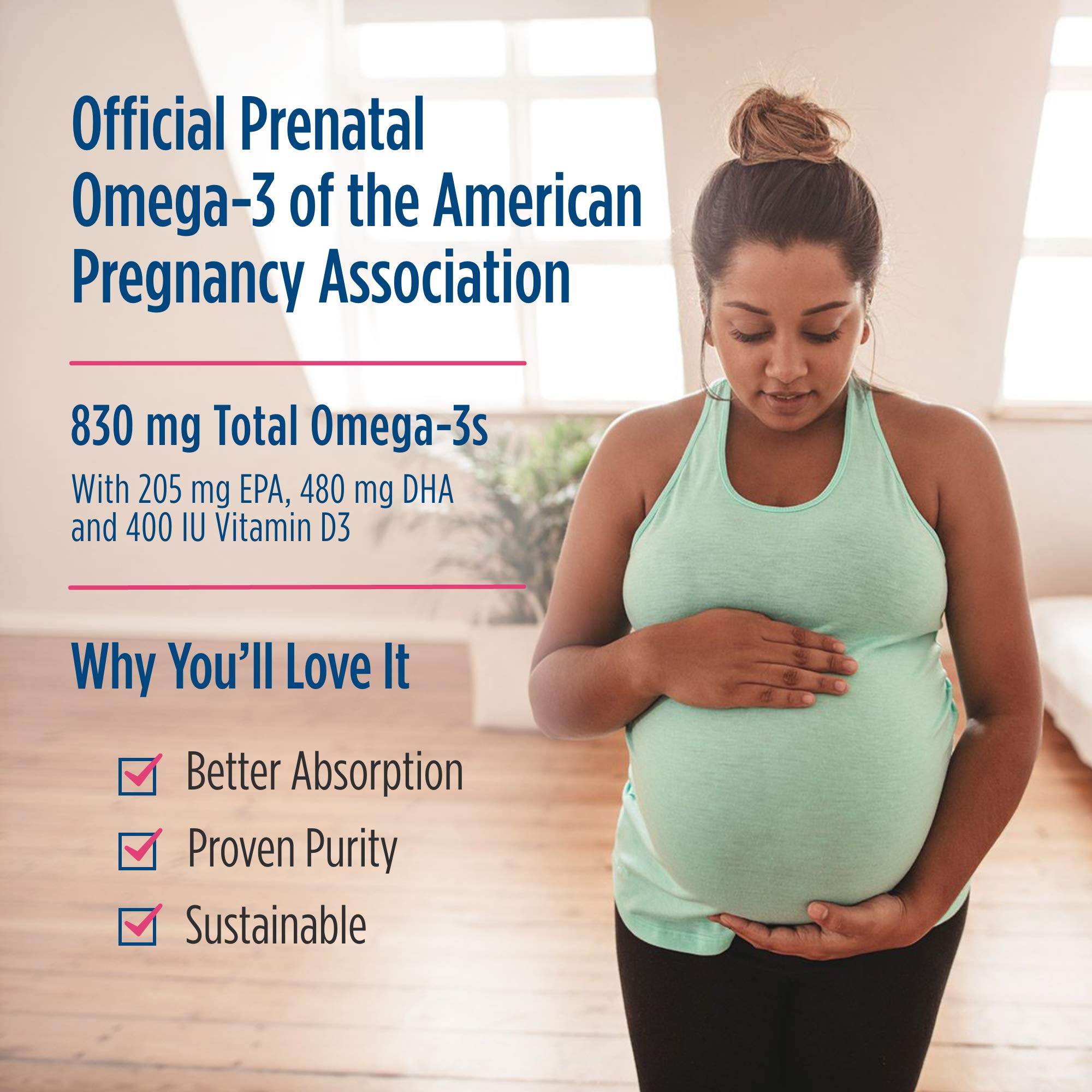 Nordic Naturals Pro Prenatal DHA, Unflavored - 830 mg Omega-3 + 400 IU Vitamin D3-90 Soft Gels - Supports Brain Development in Babies During Pregnancy & Lactation - Non-GMO - 45 Servings