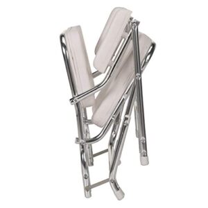 Seachoice Folding Deck Chair, White, Marine Vinyl, Folds For Easy Storage