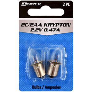 dorcy - 411662 2c/2aa-2.2-volt, 0.47a bayonet base krypton replacement bulb, 2-pack (41-1662) clear