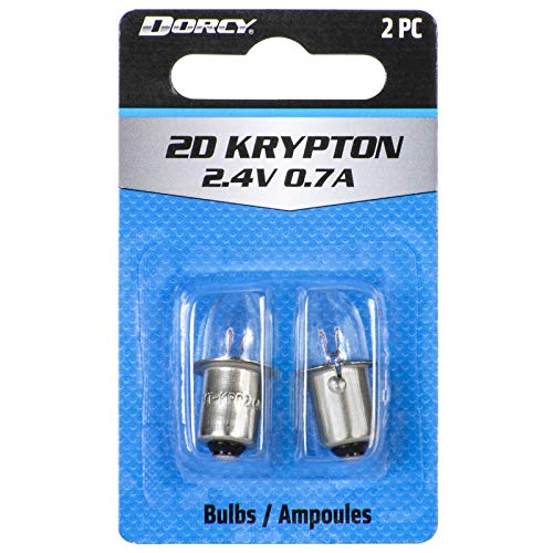 Dorcy 2D-2.4-Volt, 0.7A Bayonet Base Krypton Replacement Bulb, 2 Count (Pack of 1) (41-1660) , Gold