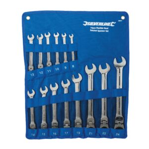 silverline 399017 flexible head ratchet spanner set 14pce 8-24 mm