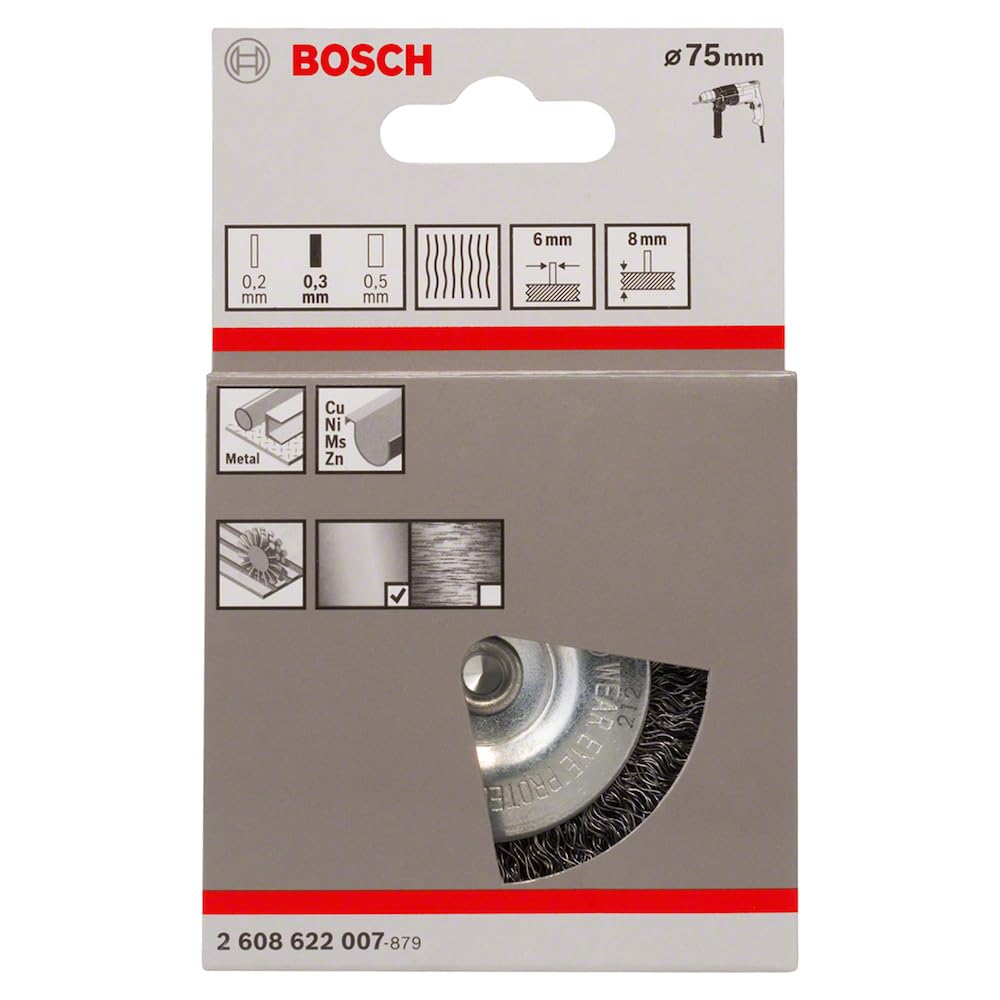 Bosch 2608622007 6 mm Shank Wire Wheel with 75 mm Crimped Wire