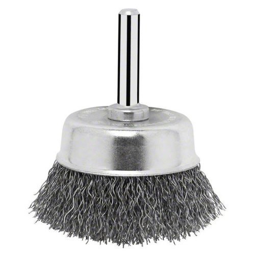 Bosch 1609200271 Shank Crimped Wire Cup Brush Steel, 70mm x 6mm, Silver