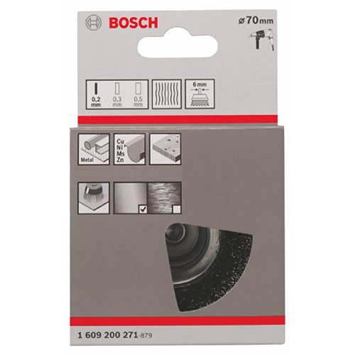 Bosch 1609200271 Shank Crimped Wire Cup Brush Steel, 70mm x 6mm, Silver