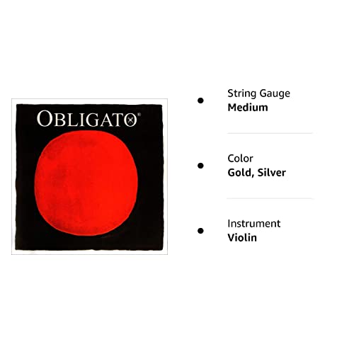 Obligato 4/4 Violin String Set - Medium Gauge - with Gold Ball-end E & Silver D