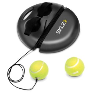 sklz dual swivel tennis ball launcher, multipurpose trainer, 15-foot kinetic cord, ages 7 and up