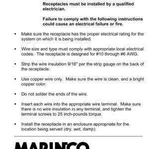 Marinco 6369CR Marine 3-Pole 4-Wire Electrical Dockside Receptacle (50-Amp, 125/250-Volt, Female, Black)