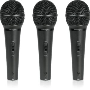 Behringer ULTRAVOICE XM1800S Dynamic Handheld Microphone, 3 Pack