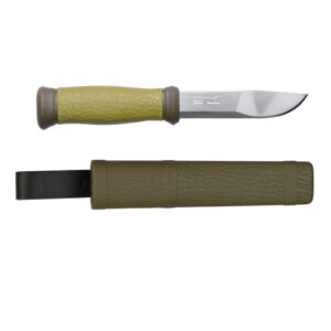 morakniv mora 2000 sandvik stainless steel fixed-blade knife with sheath, olive green, 4.3 inch