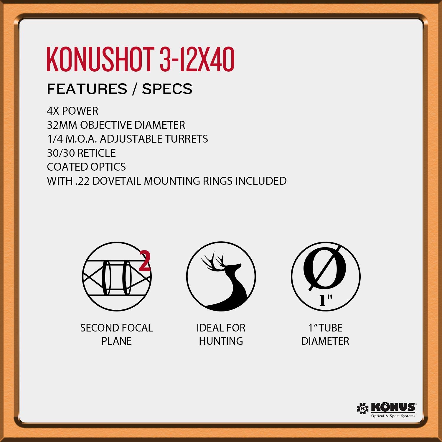 KONUS - KonuShot 7235 - 3X-12X40mm Zoom Riflescope