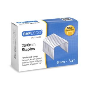 rapesco s11662z3 staples, 26/6 mm galvanized [box of 5,000]