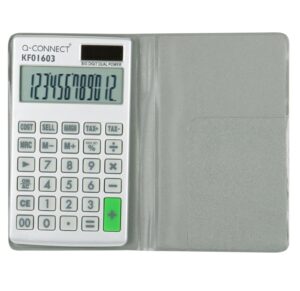 q-connect silver large 12-digit pocket calculator kf01603