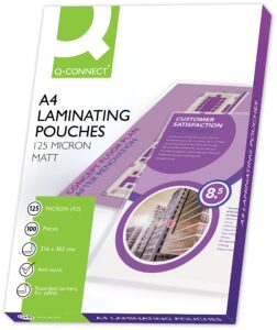 q-connect kf24055 laminating pouch a4 matt 125-micron (pack of 100)