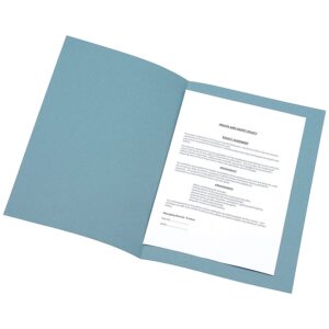 q connect 180gsm light weight foolscap square cut folder - blue