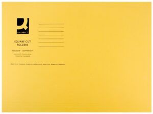 q-connect light weight 180gsm foolscap square cut folder - yellow