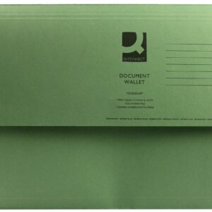 Q-Connect Document Wallet Foolscap Green (Pack of 50) KF23012