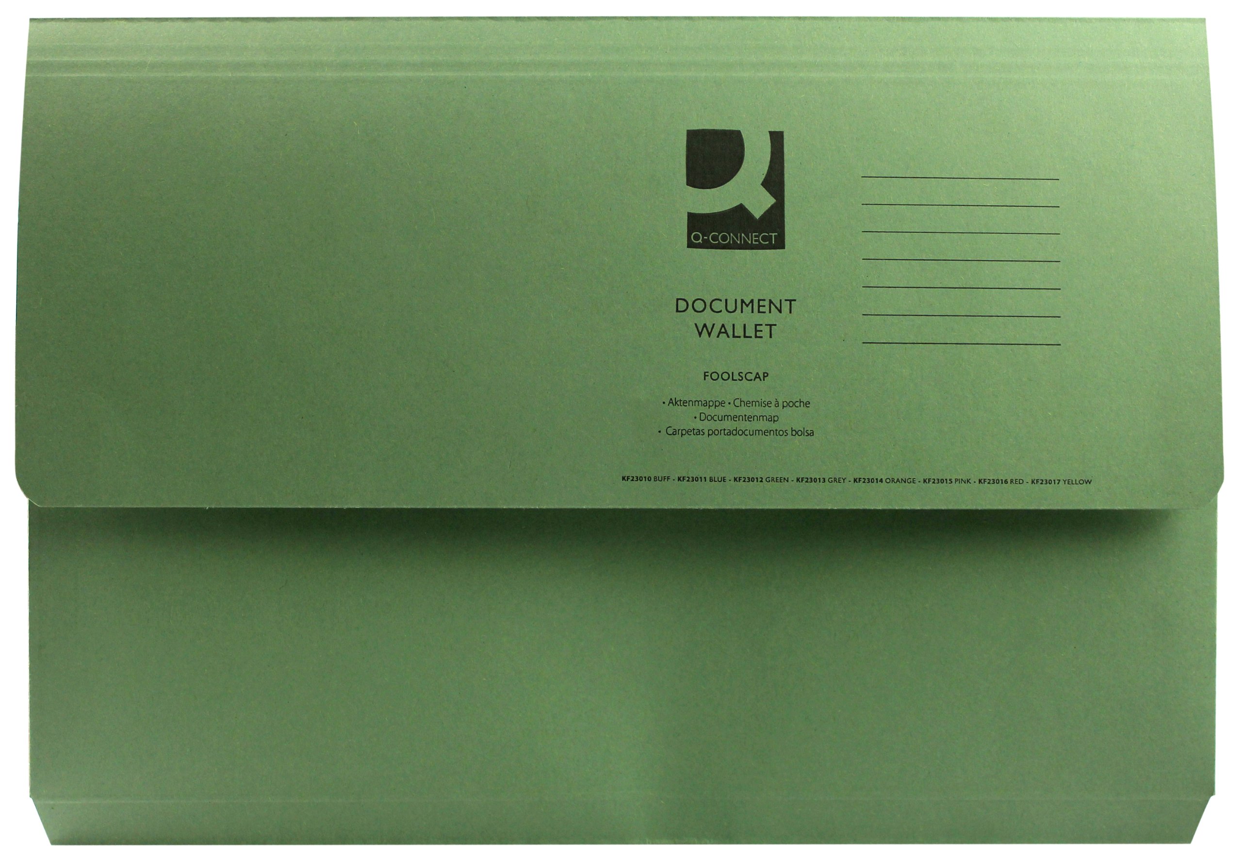 Q-Connect Document Wallet Foolscap Green (Pack of 50) KF23012