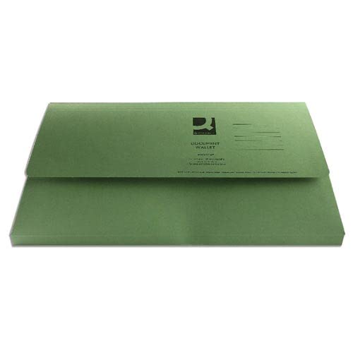 Q-Connect Document Wallet Foolscap Green (Pack of 50) KF23012