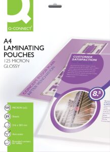 q connect a4 125 micron laminating pouch (pack of 25)