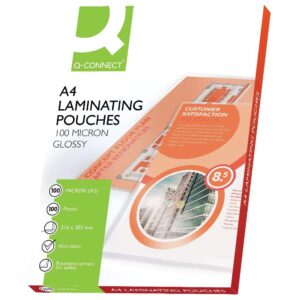 q-connect kf04115 laminating pouch a4 100-micron (pack of 100)