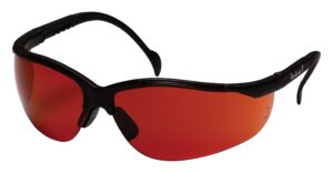 pyramex venture ii safety eyewear, sun block bronze lens with black frame