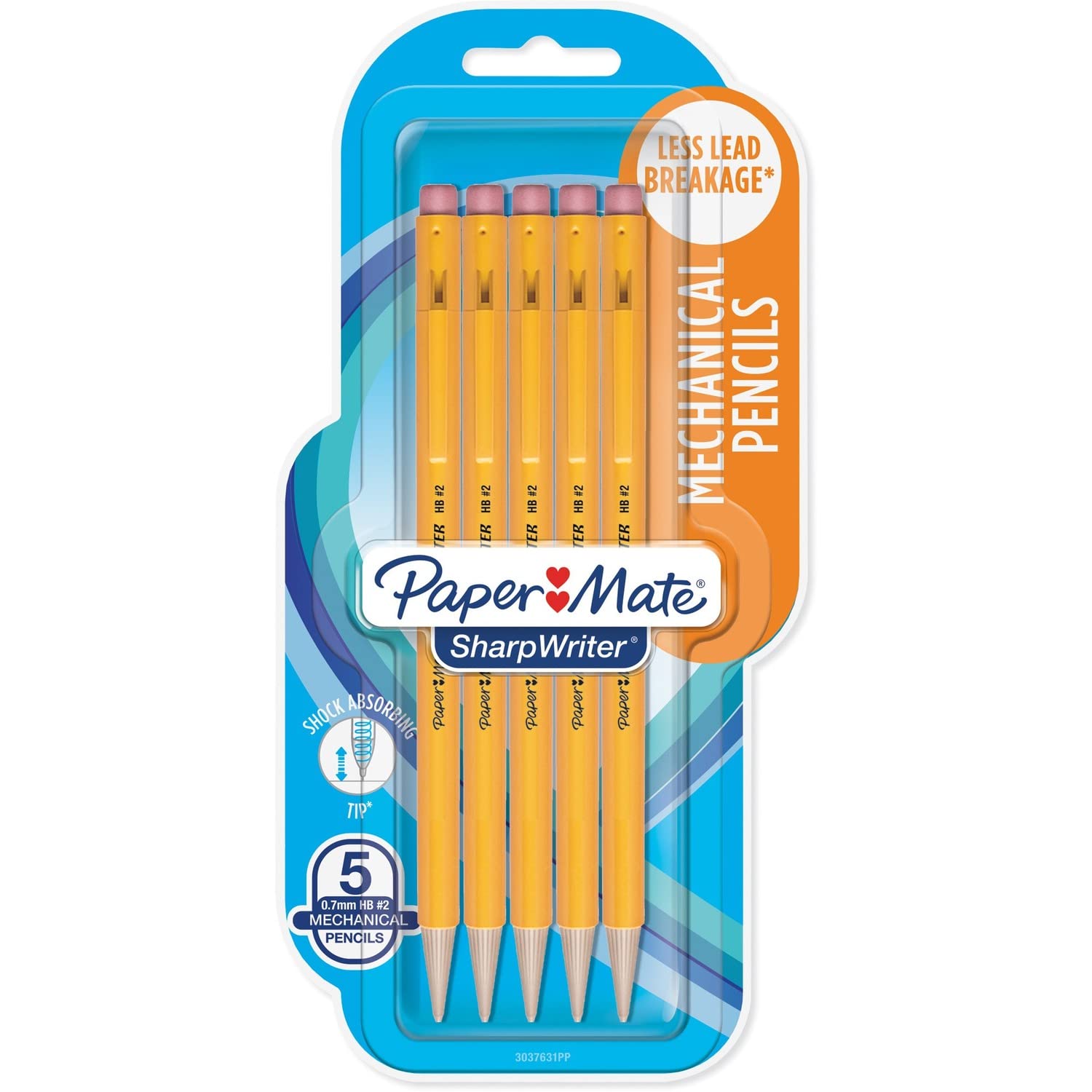 Papermate 30376BPP Sharpwriter Mechanical HB Pencil, 0.7 mm, Yellow, 5/Pack