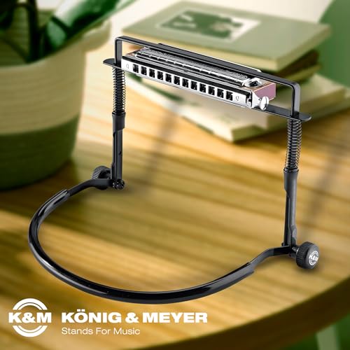 K&M Konig & Meyer 16415.000.55 Harmonica Holder | Industry Standard | Hands Free Harp Neck Brace | Sturdy Adjustable Frame | Professional Grade for all Musicians | German Made | Black