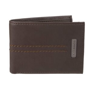 columbia men's coated leather extra capacity slimfold wallet, compact,rfid blocking,slim, brown, one size