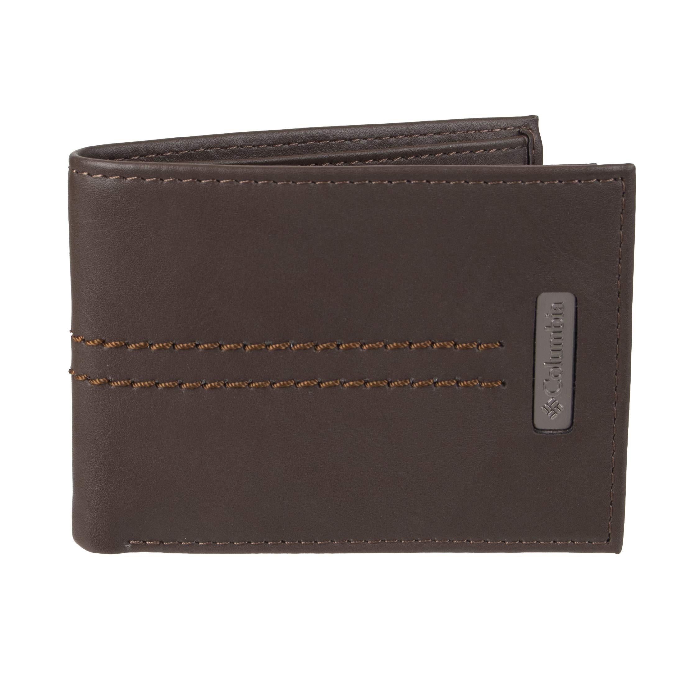 Columbia Men's Coated Leather Extra Capacity Slimfold Wallet, Compact,Rfid Blocking,Slim, Brown, One Size