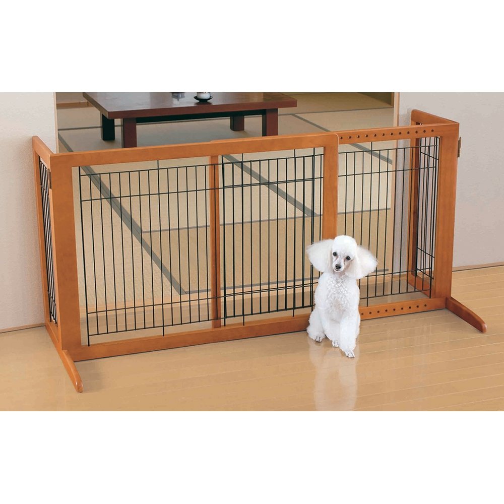 Richell Wood Freestanding Pet Gate, High-Large, Autumn Matte Finish